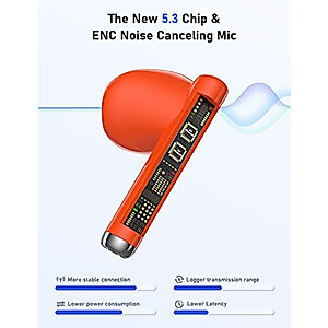 AFGHOA Wireless Earbuds for Samsung S23 Ultra S22 A53 Noise Canceling HiFi Stereo Bluetooth 5.3 Wireless Headset with Microphone in-Ear Headphone for iPhone 13 14 12 11 Google Pixel 7 6 6a Android Red