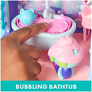 Gabby’s Dollhouse, Primp and Pamper Bathroom with Mercat Figure, 3 Accessories, 3 Furniture and 2 Deliveries, Kids Toys for Ages 3 and up