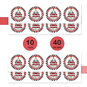 40pcs Race Car Thank You Stickers, Racing Car Thank You Birthday Stickers, Boy Birthday Stickers, Racing Thank You Stickers for Boy 1st Birthday/Gender Reveal Party Favors