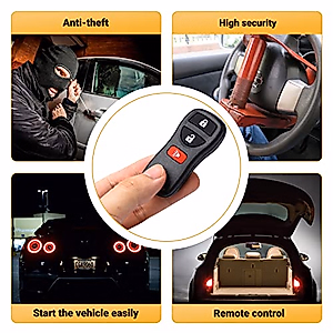 Replacement Key Fob Keyless Entry Remote Compatible with Nissan Xterra Titan Armada Frontier Quest Sentra Infiniti FX35 FX45 QX4 3 Buttons Car Key KBRASTU15-2 Packs