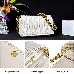 Montana West Small Shoulder Bag for Women Quilted Clutch Purses and handbags Chunky Chain Flap Satchel MWC-060BG