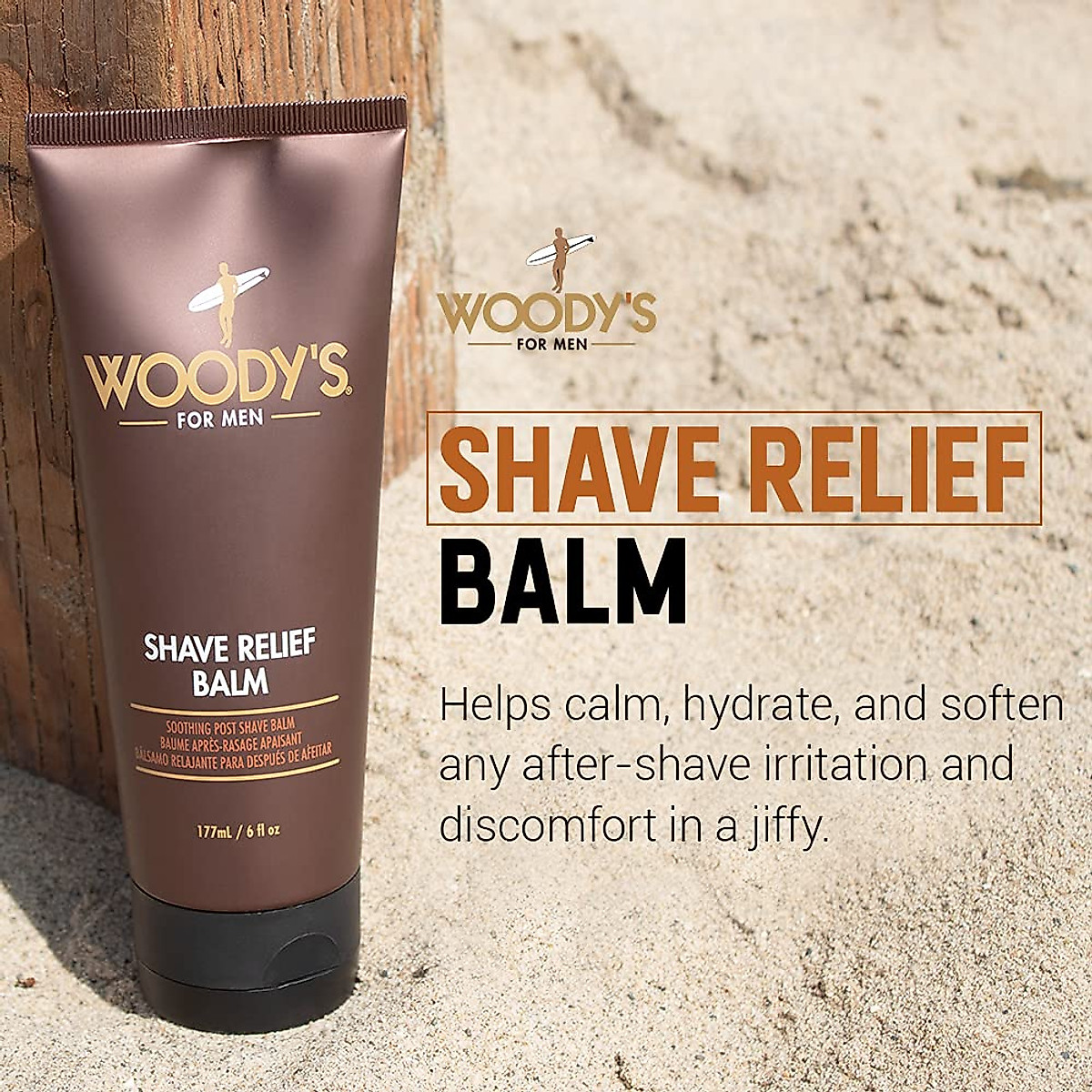 Woody's Shave Relief Balm, Soothing Treatment Calms & Heals Post-Shave Skin, 6 Oz