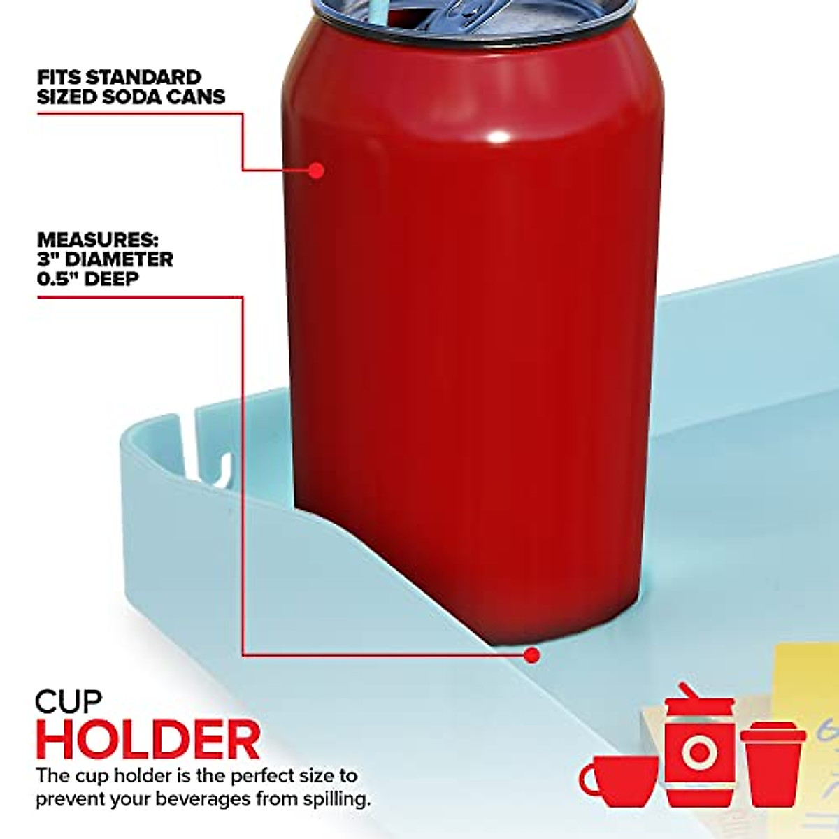 Modern Innovations Bedside Shelf for Bed, College Dorm Room, Bunk Bed Shelf for Top Bunk, Clip On Nightstand, Baby Changing Table Tray, Cup Holder for Kids, Bunkbed Caddy for Table Storage (Baby Blue)