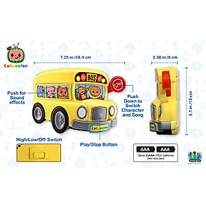 Cocomelon Musical Bus for Kids - Yellow School Bus with Built-in Cocomelon Songs and Sound Effects Fun Musical Cocomelon Toy for Cocomelon Merchandise Fans Bus Toy for Toddlers with Flashing Light