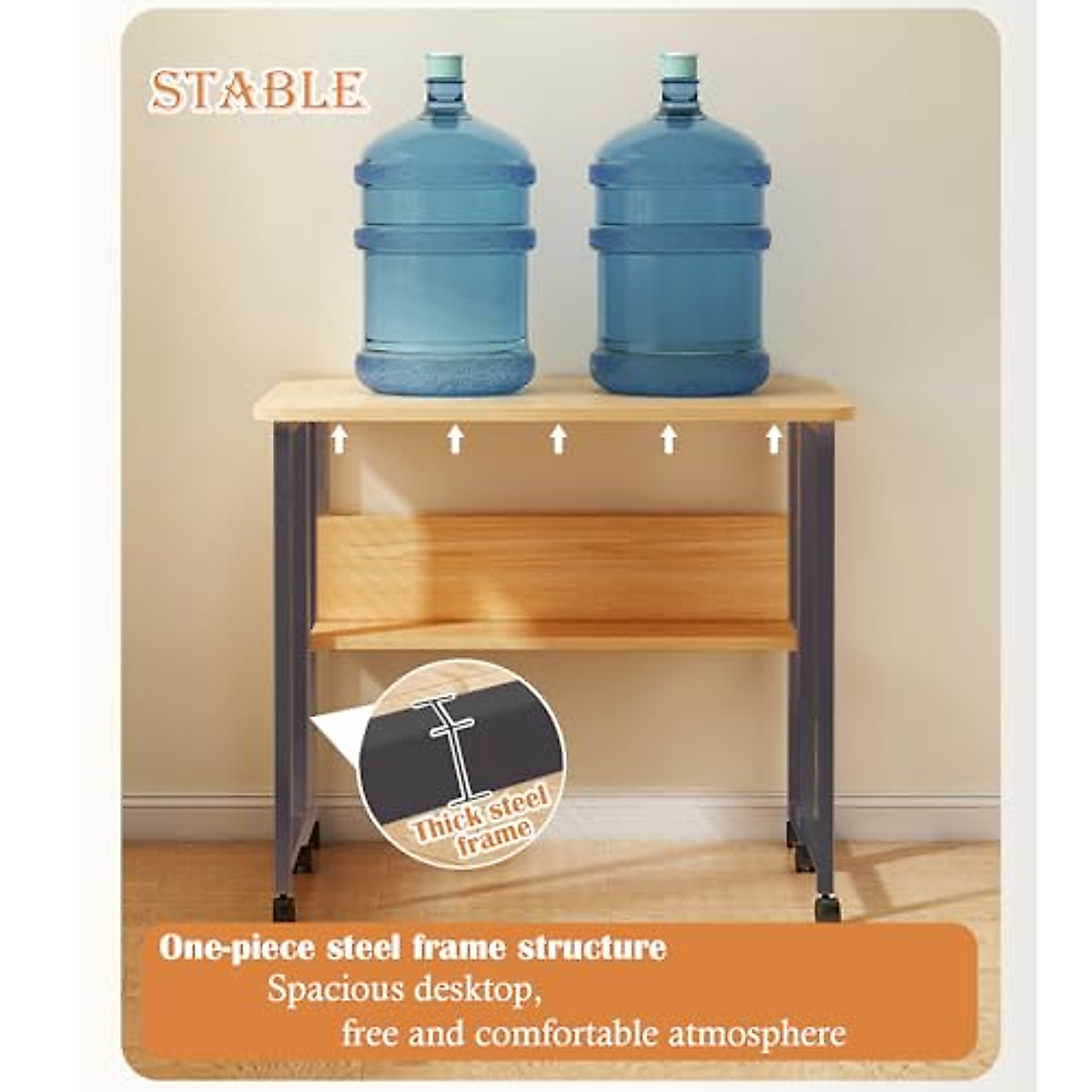 Multifunctional Foldable Desk, 80×59×79, Computer Desk Suitable for Small Spaces, Computer Desk with Adjustable Desktop Size and Foot Pads, Oak Color