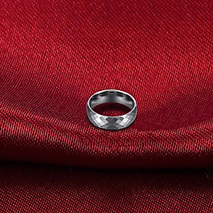 L-Ring 8MM Tungsten Comfort Fit Wedding Band Ring Multi Faceted High Polish Dome Ring, Size 6-14(9)