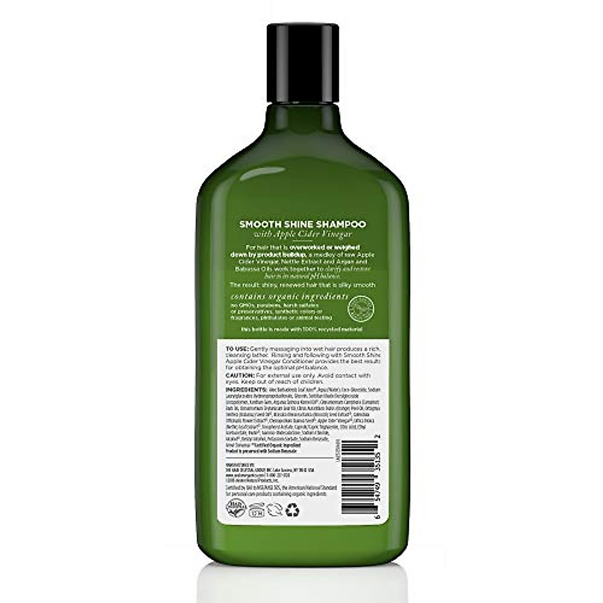 Avalon Organics Conditioner, Smooth Shine Apple Cider Vinegar, 11 Oz (Pack of 6)