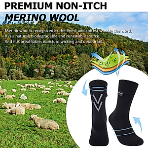 Waterproof Merino Wool Hiking Socks, RANDY SUN Unisex All Weather Performance Outdoor Sport Breathable Dry Healthy Socks Black Gray Yellow S 1 Pair