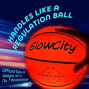 GlowCity LED Light-Up Basketball – Size 5, 27.5 inch, Ideal for Youth & Pre-Teen Night Games – Impact Activated Glow-in-The-Dark Fun, Nylon Wound Durability, Batteries Included