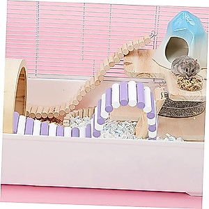 FUOYLOO Hamster Climbing Ladder Pet Toys Chew Toys Chinchilla Chew Toys Wood Rat Ladder Small Animal Climbing Toys Ladder Bridge Hanging Hamster Swing Hamster Accessory Blue Parrot