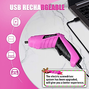 Pink Tool Set, 205 Piece Home Tool Kit with 3.6V Electric Screwdriver and Universal Sockets Tools, Pink Tool Kit with Storage Tool Bag, Tool Sets for Women, for Gift, Home Repair, Dorm