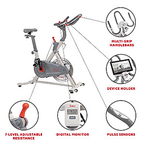 Sunny Health & Fitness Belt Drive Pro Lite Indoor Cycling Exercise Bike - SF-B1970 Silver