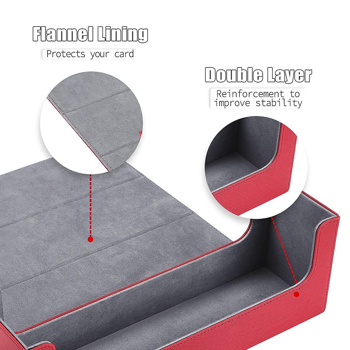 Weewooday 2 Pcs Deck Card Storage for 400+ Cards, Playing Card Storage for Baseball Play Cards Deck Trading Cards Box Holding Compatible with TCG MTG Storage Boxes(Black and Red)