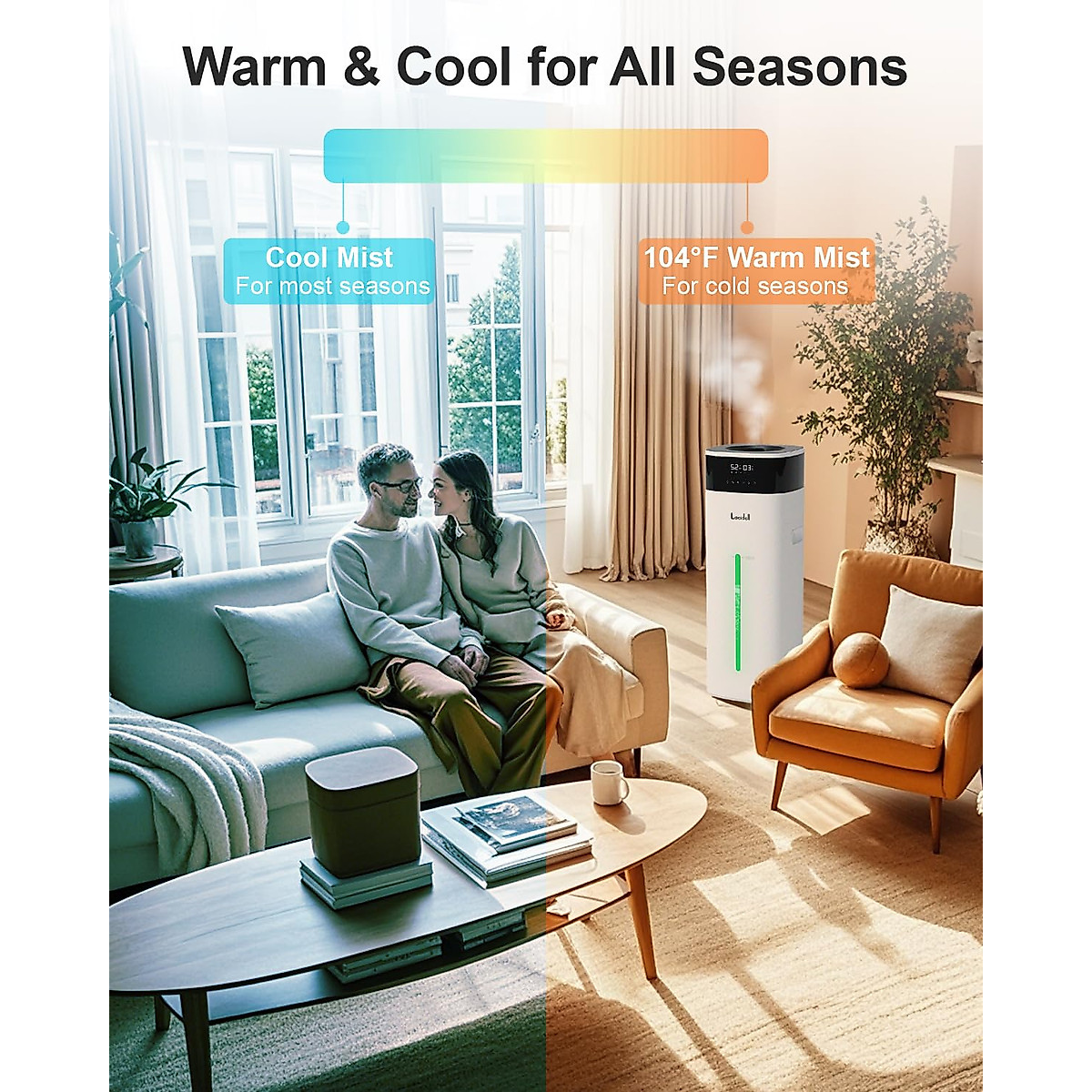 LACIDOLL Humidifier Large Room 5.3Gal/20L - Cool and Warm Mist Humidifiers for Home 3000 sq ft, Air Humidifiers for Bedroom with Diffuser&Extended Tube, Whole House Humidifiers for Nursery Baby Plants