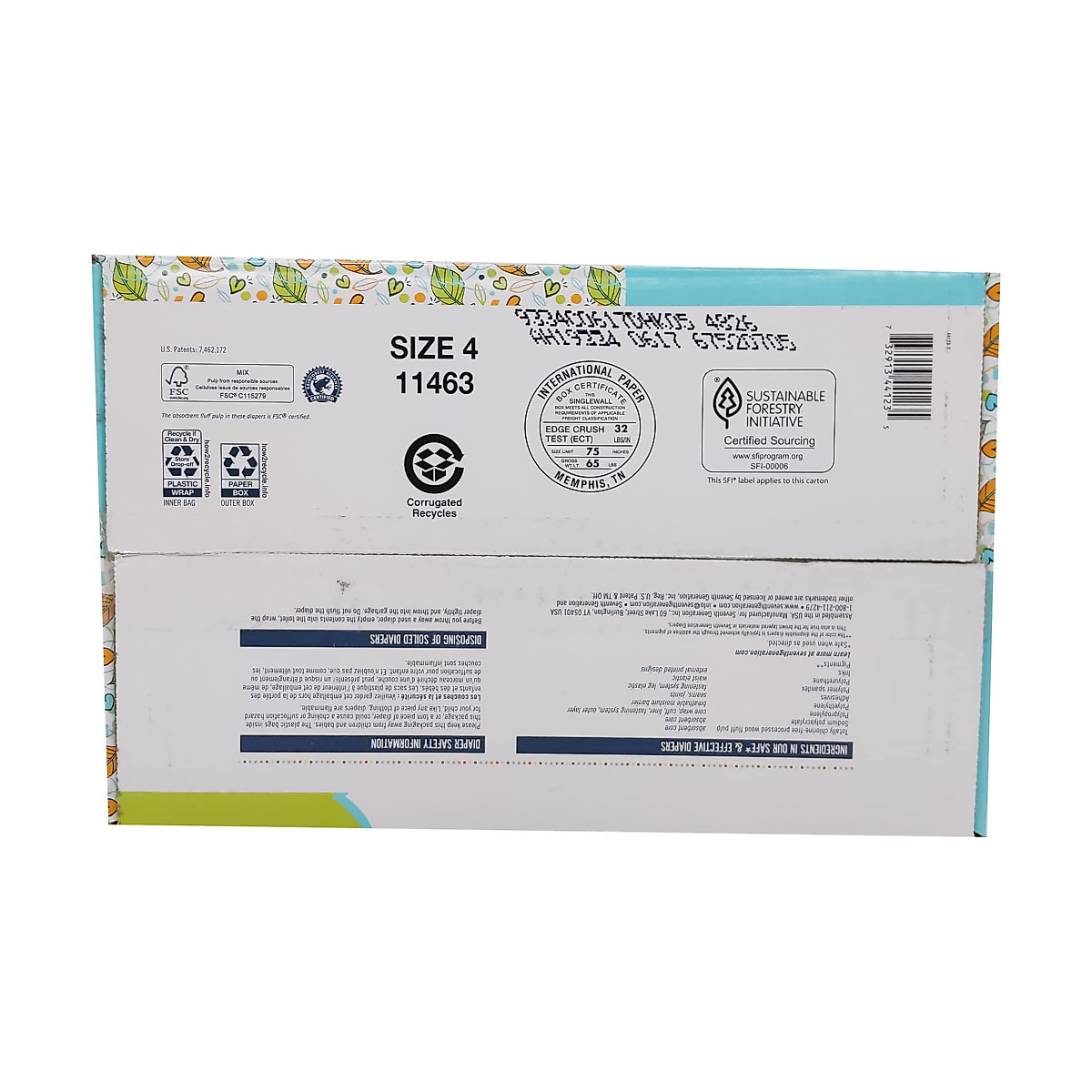 SEVENTH GENERATION Diapers Size 4 Value Pack, 81 CT