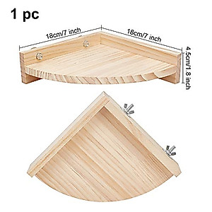 AHANDMAKER 4 Pcs 2 Sizes Wood Pet Cage Platform, Pet Perch Platform Stand, Wood Perch for Small Animals Parrot Gerbil Rat Mouse Chinchilla Hamster Cage Accessories Exercise Toys