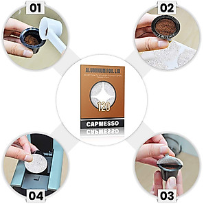 CAPMESSO Espresso Foils -Coffee Pod Seal Lids to Reusable Nespresso Capsules Refillable Pods Compatible with Nespresso Original Line Machines 120PCS/Package