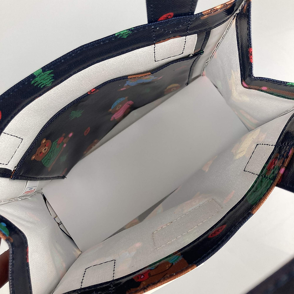 Cath Kidston S Bookbag Oilcloth Mini Open Top Handle Bag Small Size Dog Portraits Pattern Warm Cream Color (Woodland Bear)