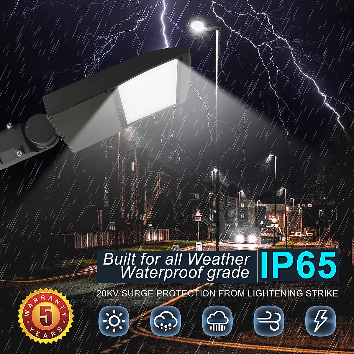 150W LED Parking Lot Light, 21000LM 4000K LED Shoebox Area Light, 0-10V Dimmable Commercial Outdoor Street Light (650W HID/HPS Equivalent), IP65 20KV Surge Protection AC100-277V UL&DLC Listed