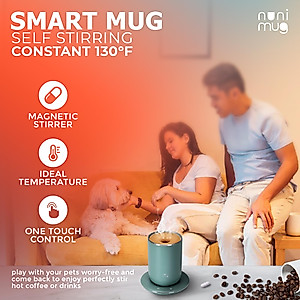 Heated Coffee Mug - Dual Function Temperature Control Mug for Stirring & Heating - Smart Heated Mug for Coffee - Electric Coffee Cup in a Gift Box (Green)