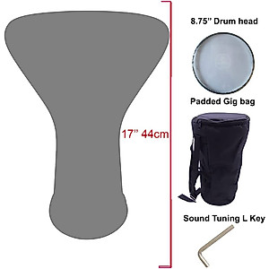 17" Percussion" Gawharet El Fan Pro Metal Darbuka Drum Doumbek (Copper+Black PowerBeat)