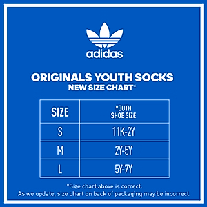 adidas Originals Unisex Kids-Boy's/Girl's Trefoil Cushioned Crew Socks (6-Pair), White/Black/OG, Large
