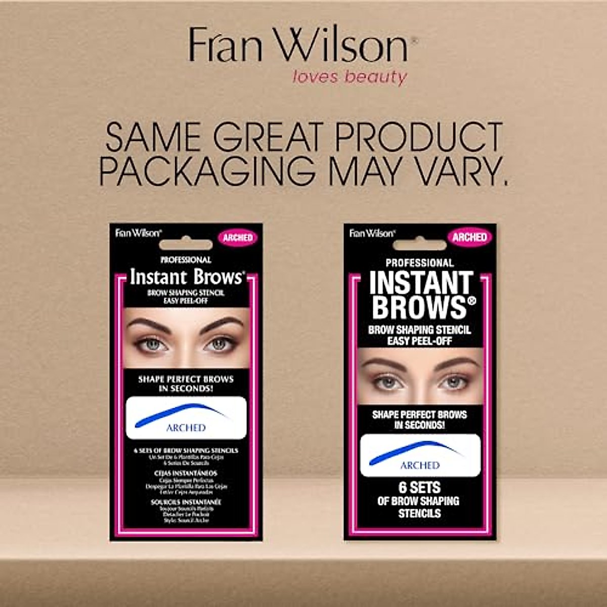 Fran Wilson Instant Brows Makeup Tool: Adhesive Stencils for Perfectly Shaped Brows, Easy to Use, Ideal for Beginners and Pros - Arched