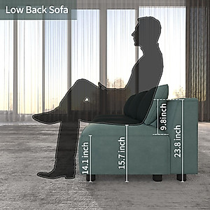 LLappuil Modern Modular Sectional Living Room Sofa Set, Low Back Minimalist Style Couch, Soft Fabric 6 Seater Oversized 138.4" U Shape Sofa, Aqua Blue