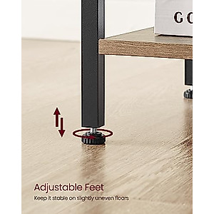 VASAGLE Nightstand, Side Fabric Drawer, 24-Inch Tall End Table with Storage Shelf, Bedroom, Toasted Oak