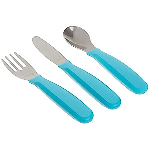 NUK Kiddy Cutlery Fork, Knife, and Spoon Set, 3 Pack, 18+ Months
