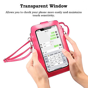 Lightweight Cell Phone Touch Screen Crossbody Bag Travel Shoulder Purse Wristlet Clutch Handbags, Hot Pink