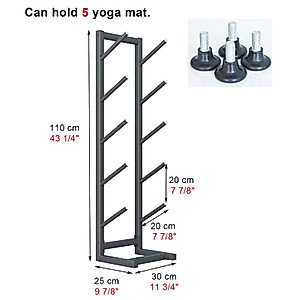 Yoga Mat Holder Floor Storage Yoga Mat Rack Organizer, Double Sided 5-Tier Workout Equipment Storage Holder with Accessories, Mobility Display Shelf, Holds 5-10 (Size : Capacity 5)
