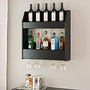 Prepac 2-Tier Floating Wine and Liquor Rack, Black