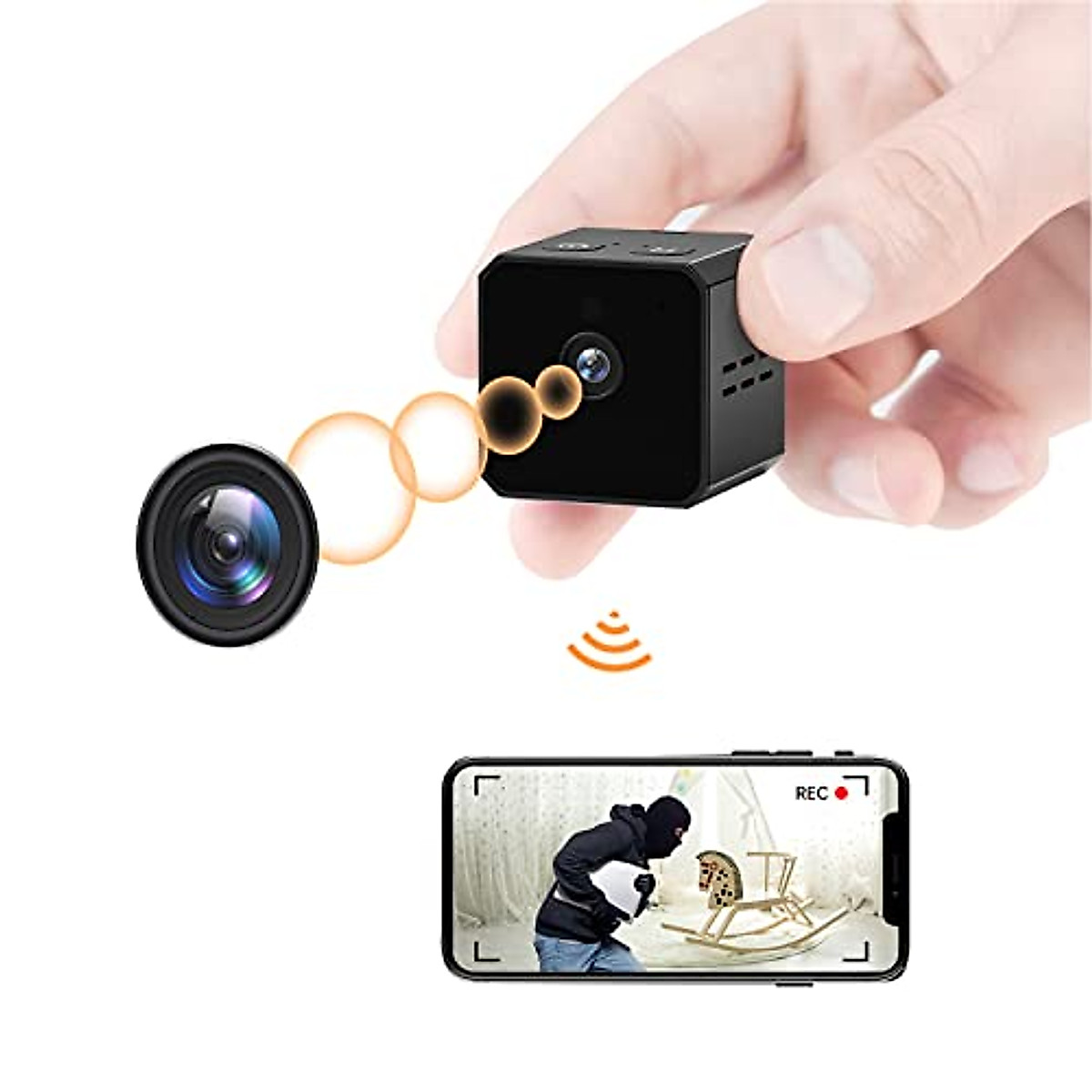 SITABIER Hidden Camera Spy Camera, WiFi Security Nanny Cam, Mini Home Indoor Outdoor Surveillance Cameras with Audio and Video, Wireless Full HD Recorder with Motion Detection and Night Vision, black
