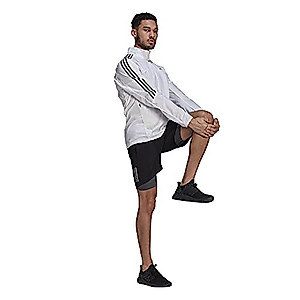 adidas Men's Marathon Jacket 3-Stripes, White/Black, Large