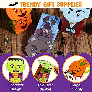 JOYIN 36PCS Halloween Treat Goodies Bags, 5 × 8" Die-Cut Flip Over Candy Box Bulk, Gift Bag for Trick or Treating, 8 Design Non-Candy Trick or Treat Cookies Box for Kids Halloween Party Favor Supplies