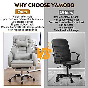 High Back Office Chair -500 LBS Big and Tall Executive Office Chair, Ergonomic Computer Desk Office Chair, Adjustable Lumbar Support, Heavy Duty Metal Base, Armrest Side with 4 Storage Bags,Light Grey