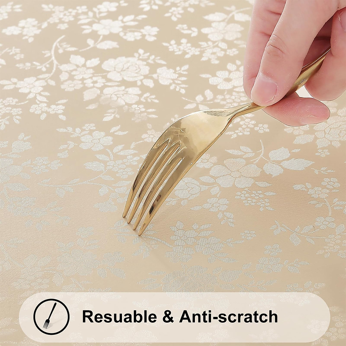 Smiry Rectangle Table Cloth, Waterproof Heavy Duty Vinyl Tablecloths, Wipeable Washable Table Cover for Kitchen and Dining Room (Beige, 60" X 120")