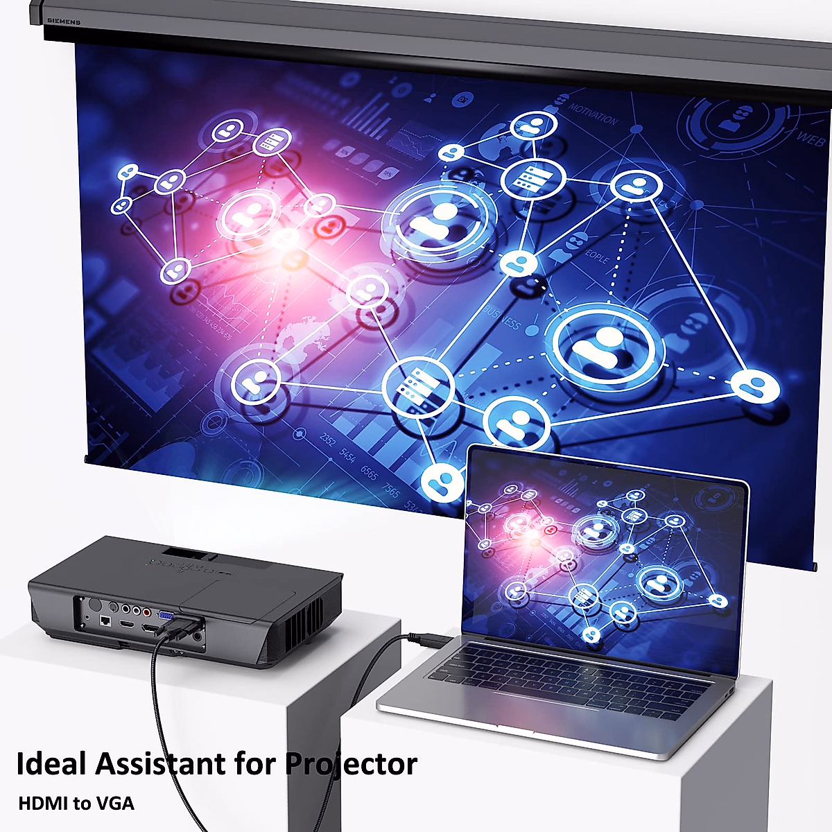 DteeDck HDMI to VGA Cable 3ft, HDMI-to-VGA Male to Male Active Converter Connector Cord for Monitor Projector HDTV Laptop Desktop...