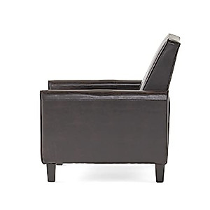 Great Deal Furniture Lucas Brown Leather Modern Sleek Recliner Club Chair