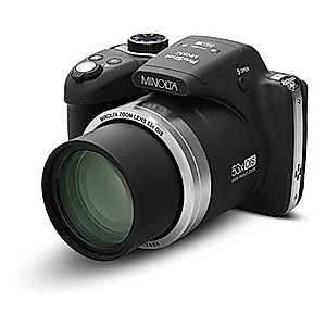 Minolta MN53Z Pro-Shot 16MP Full HD Digital Camera with 53x Optical Zoom (Black), Holster Camera Case, 64GB Memory Card and Focus Card Reader Bundle (4 Items)