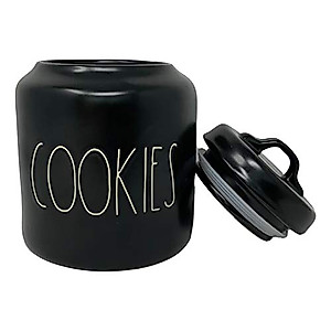 Rae Dunn Cookie Canister - Artisan Collection By Magenta - Beautiful Black Rae Dunn Cookie Canister - Large LL Font White Letters Spelling "COOKIES".