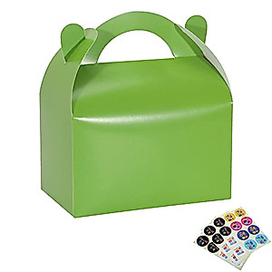 Bssay 30 Pack Party Favor Treat Boxes,Goodie Boxes,Gable Paper Gift Boxes with Handles Perfect for Birthday Party,Wedding,Christmas,Baby Shower 6.5 x 4 x 4 Inches (Green)