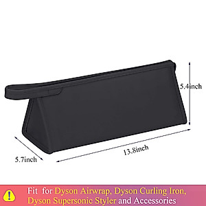 Pu Leather Travel Case Compatible with Dyson Airwrap Styler/Shark Flexstyle, Portable Carrying Case for Dyson Supersonic Hair Dryer, Shockproof Protection Organizer Bag Travel Storage Bag, Black