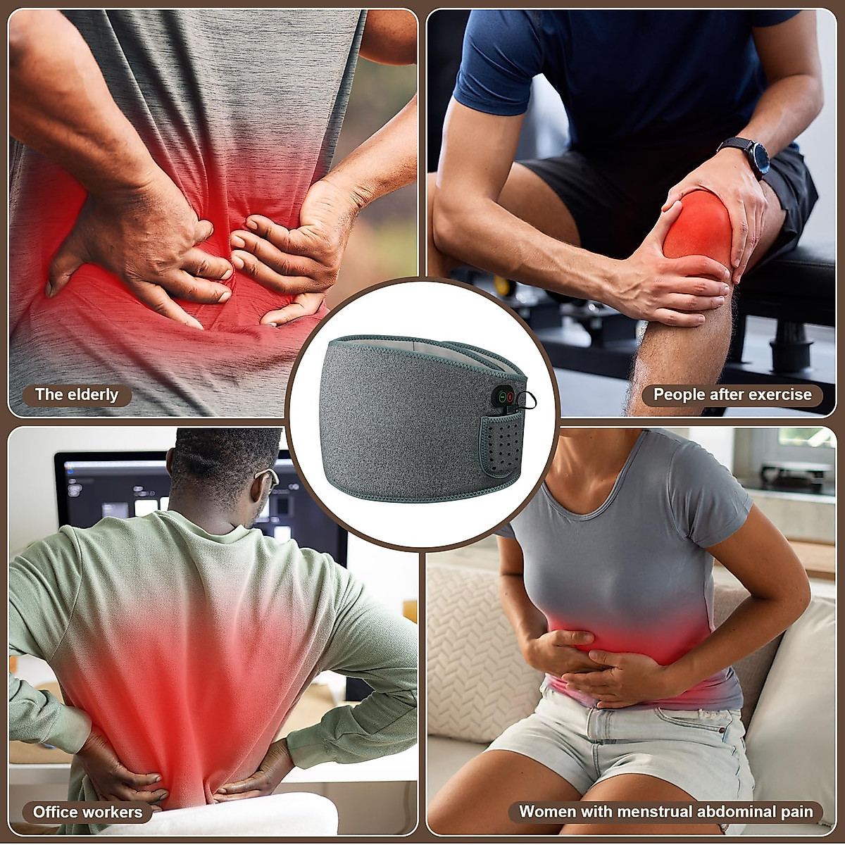 MORILIAR Cordless Heating Pad for Back Pain Relief, 8000mAh Portable Power Supply 60 Inchs Heating Pads for Cramps with Extended Belt, Grey