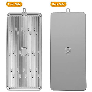 Silicone Dish Drying Mat 18”x8”, Heat Resistant Trivets for Kitchen Counter, Draining Mat, Sink Mat, Hot Pads for Multiple Usage (Light Grey)