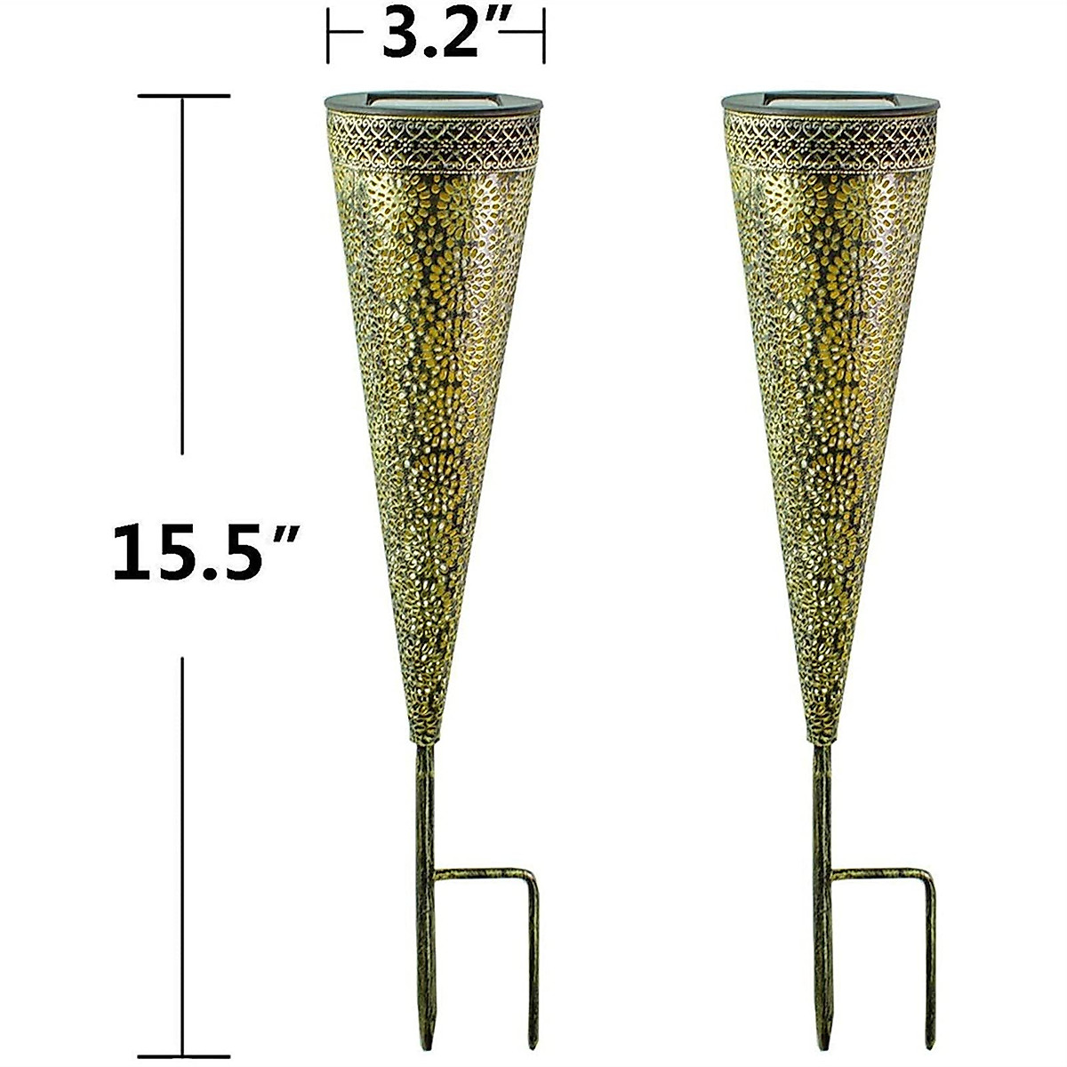YAOLUU Outdoor Light 2pcs Outdoor Solar Lights, Metal Cone Solar Lights, Outdoor Solar Garden Lights, Projection Lights, Home Garden Decoration Accessories Outdoor Lighting