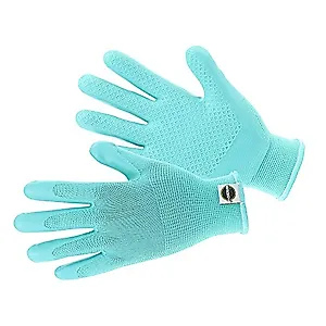 Miracle-Gro MG30607/WML Embossed Latex Gloves – Medium-Large, Women’s Latex Coated Nylon Shell Gloves with Small Floral Texture Palm Grip