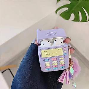 for Air pod 2/1 Case, Cute 3D Lovely Unique Cartoon for Air pod 2/1 Silicone Cover Fun Funny Cool Design Fashion Cases for Boys Girls Kids Teen for Air pod 2/1 Case (Purple Phone furball)