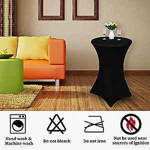 Pesonlook 6 Pack Cocktail Spandex Stretch Square Corners Tablecloth 32"x43" Black Fitted High Top Table, Cocktail Round Tablecloth Table Cover for Bar Wedding Cocktail Party Banquet Table(Black)